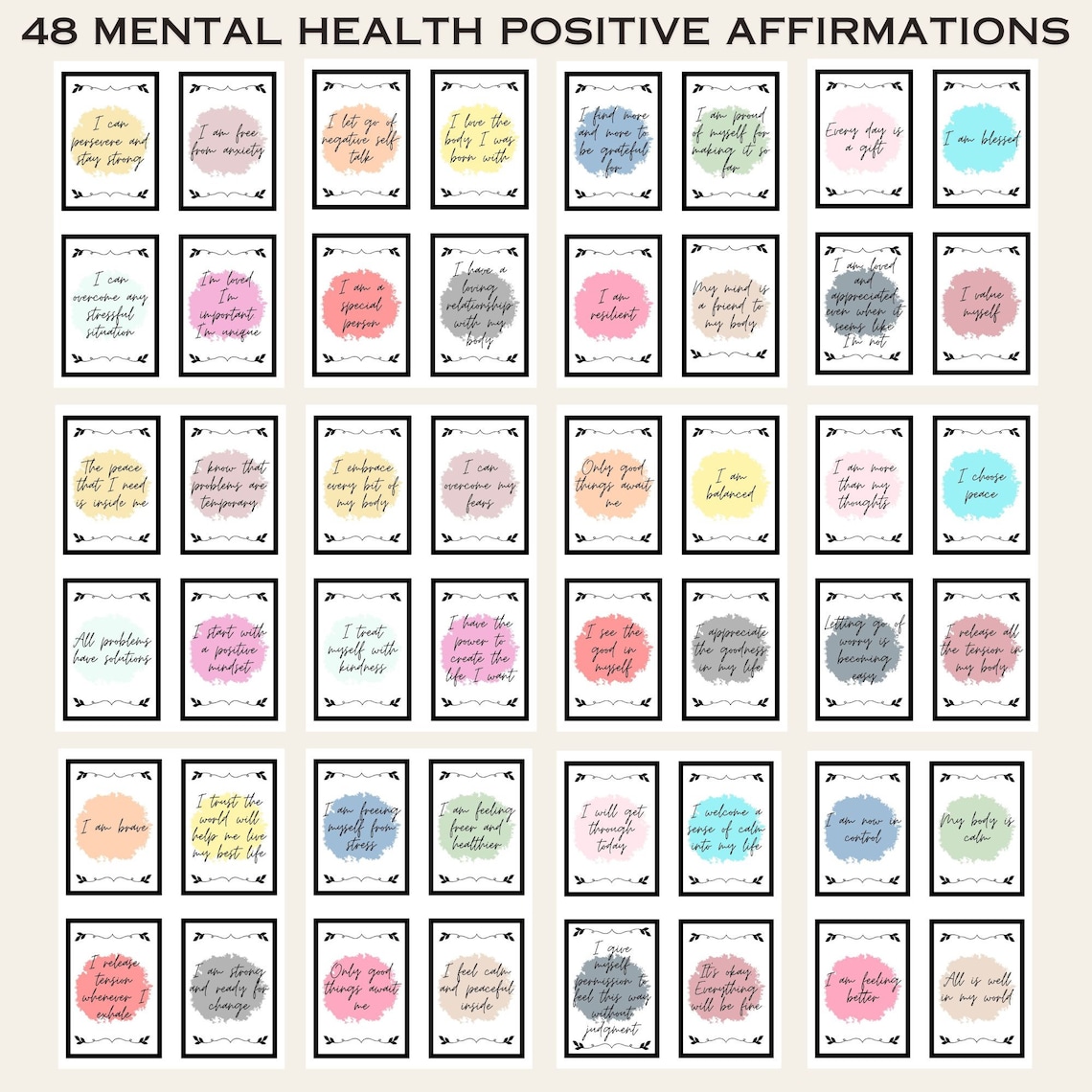 Mental Health Affirmations Cards, Mental Health Awareness, Mental ...