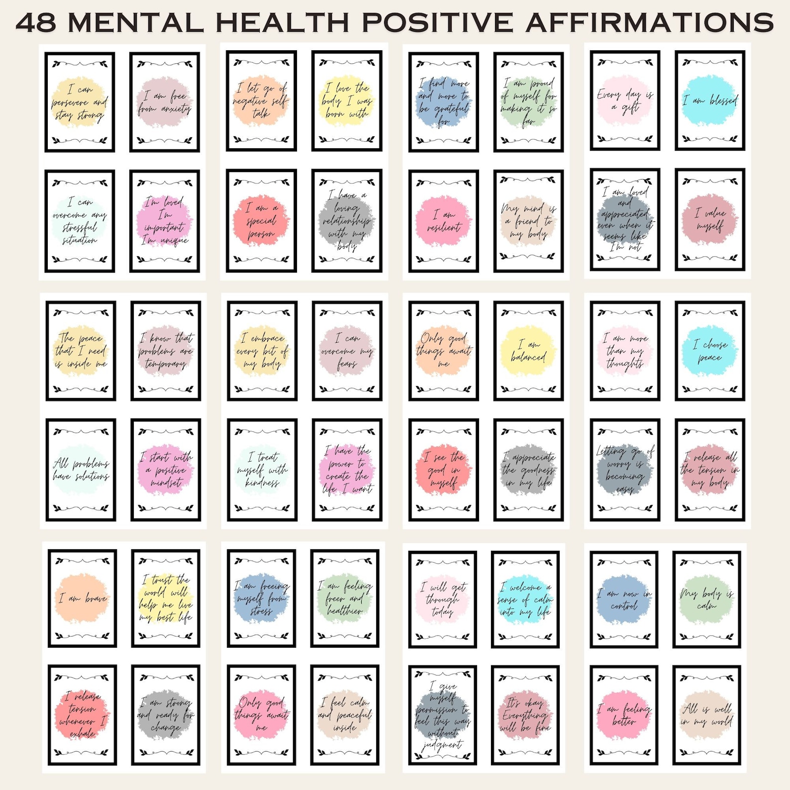 Mental Health Affirmations Cards, Mental Health Awareness, Mental ...