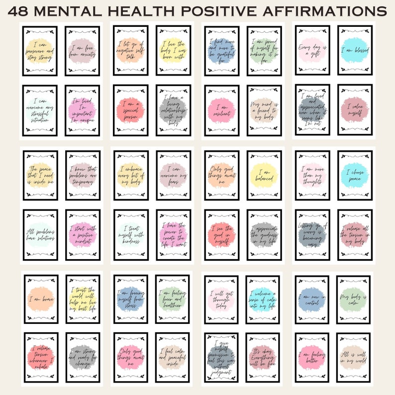 Mental Health Affirmations Cards, Mental Health Awareness, Mental ...