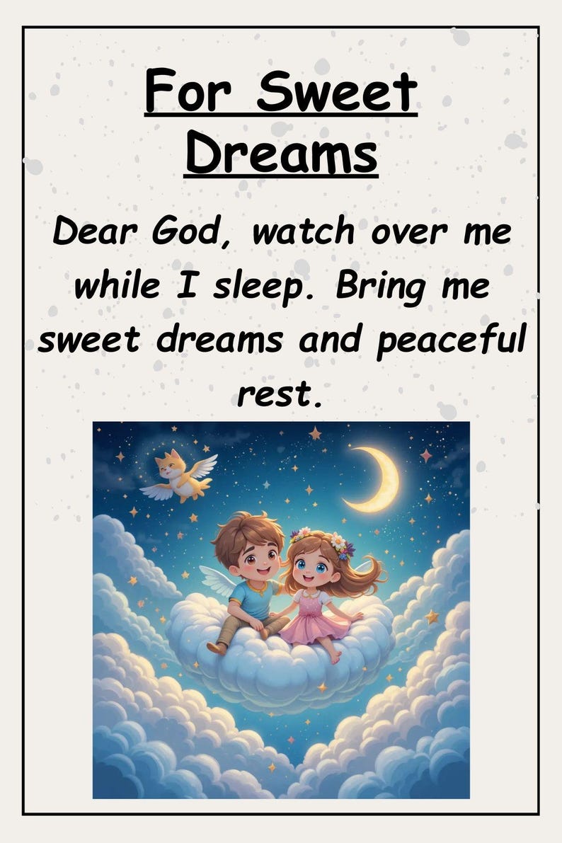 Prayer Cards for Kids Emotions, Children Praying Wall Art, Morning ...