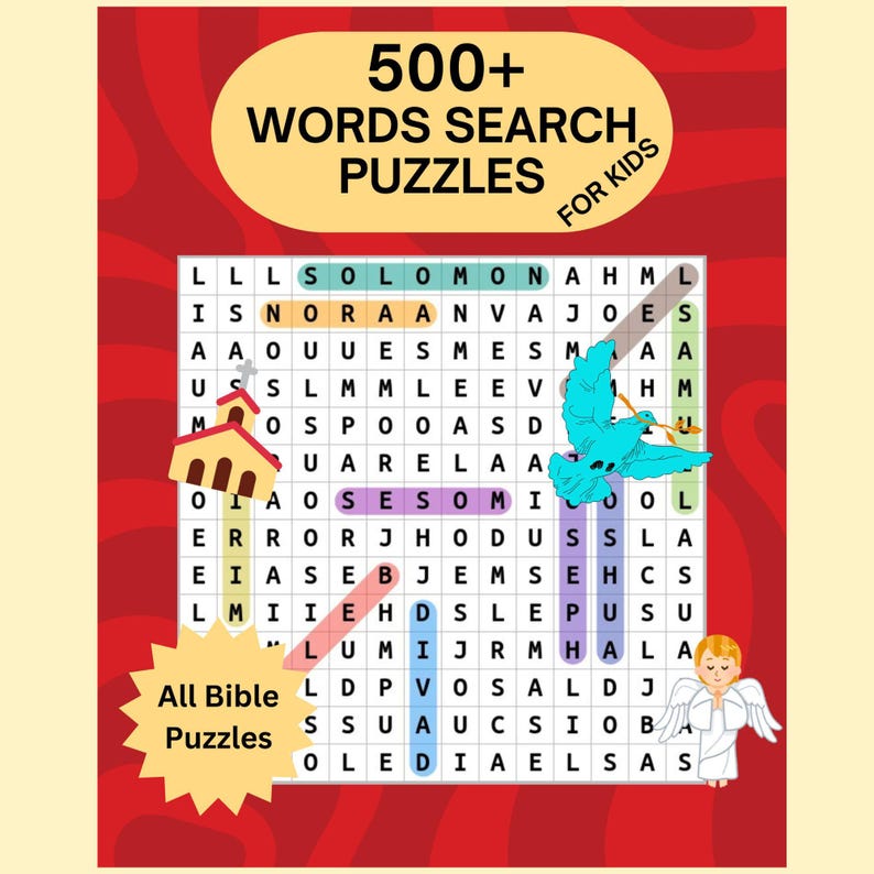 Bible Word Search Puzzle for Kids: Christian Games (digital Download ...