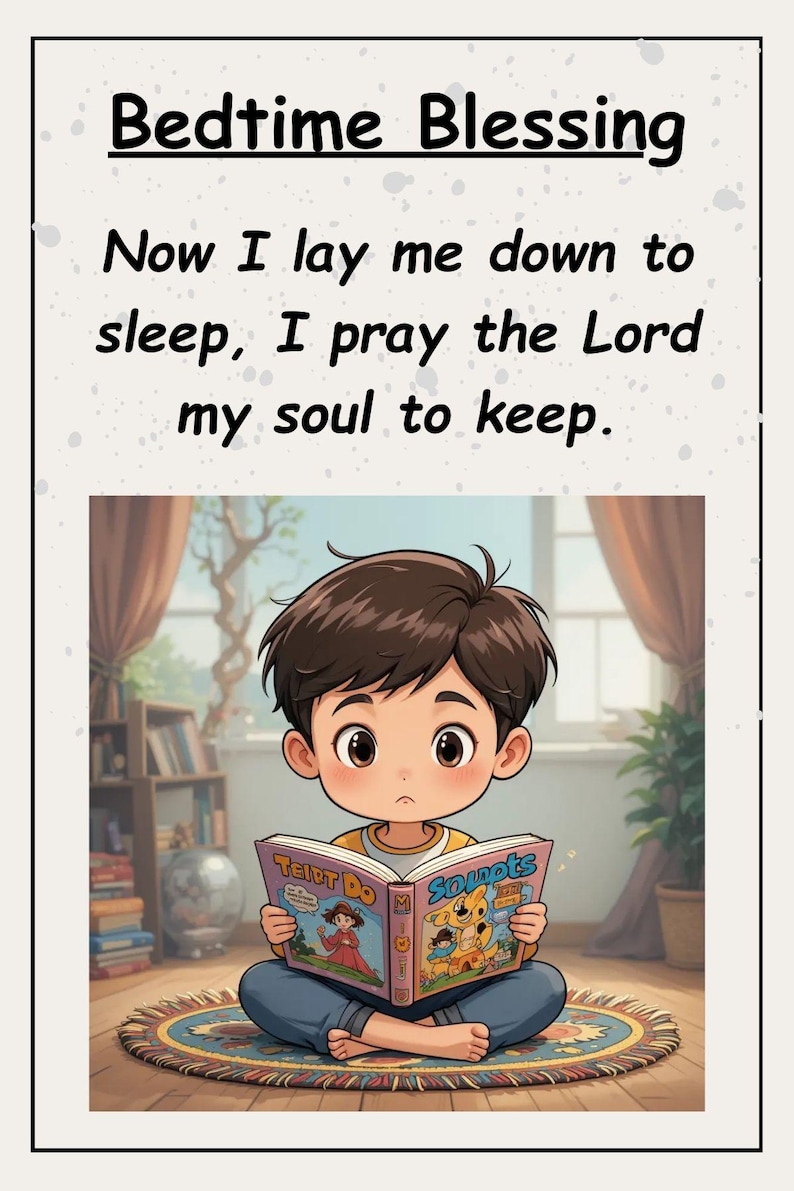 Prayer Cards for Kids Emotions, Children Praying Wall Art, Morning ...