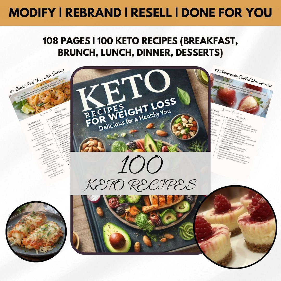 Keto Recipes Ebook, PLR Cookbook, Resell Rights, Low-carb Recipes Guide ...