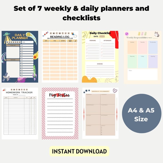Printable Kids Daily Schedule Printable Kids Daily Planner - Etsy
