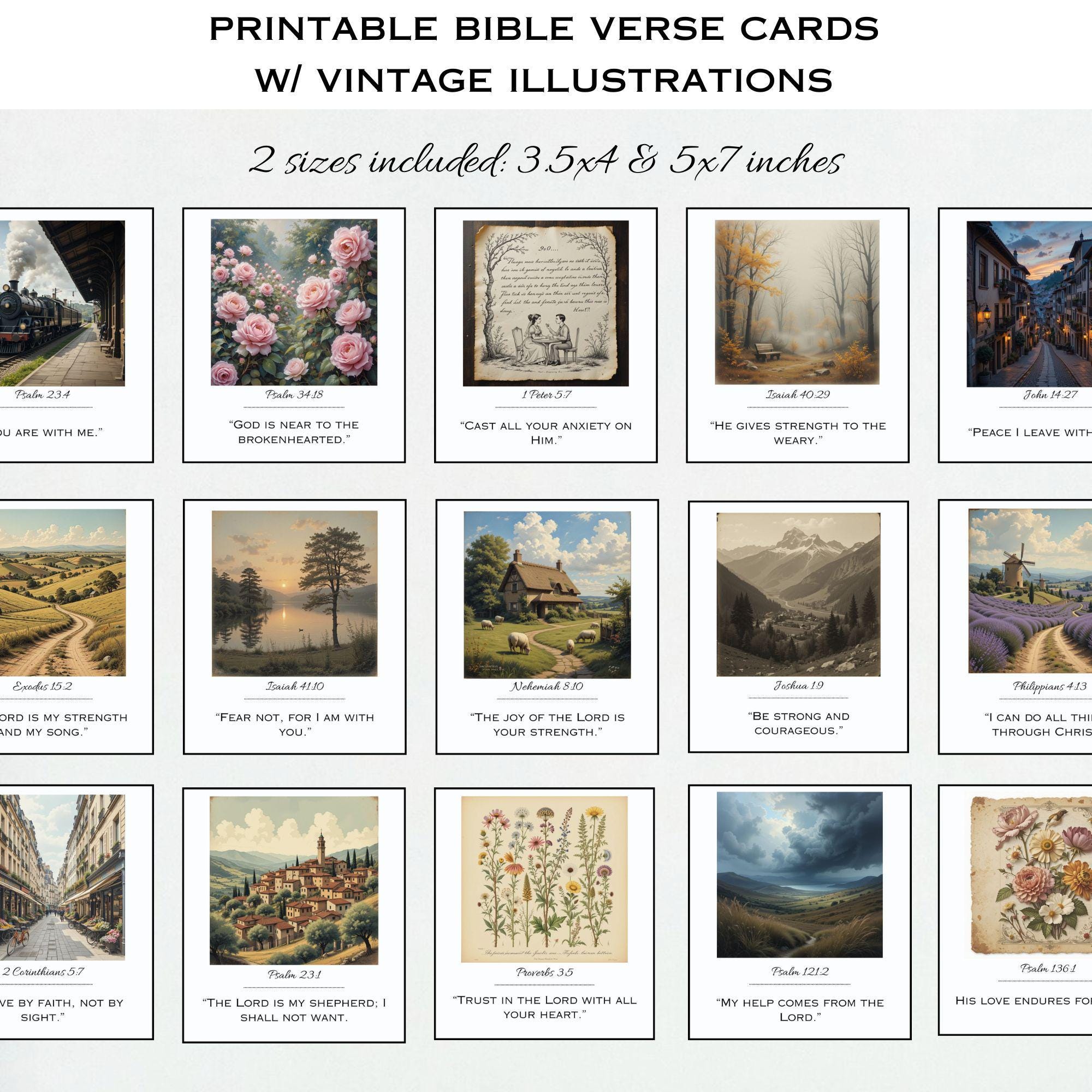 Vintage Bible Verse Cards, Scripture Art Prints (PDF & JPG) - Etsy