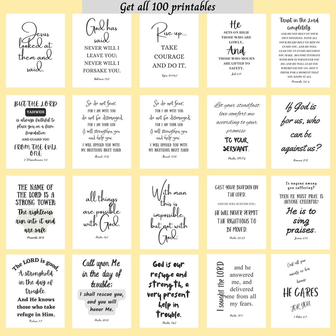 Bible Verse Printable Art, Digital Download, 100 Scripture Sets for ...
