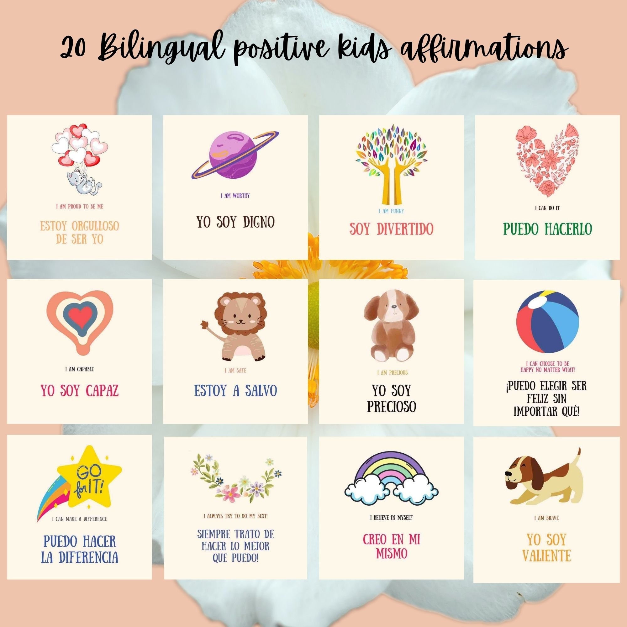 Bilingual Affirmations for Kids, Spanish Affirmation Cards for Kids ...
