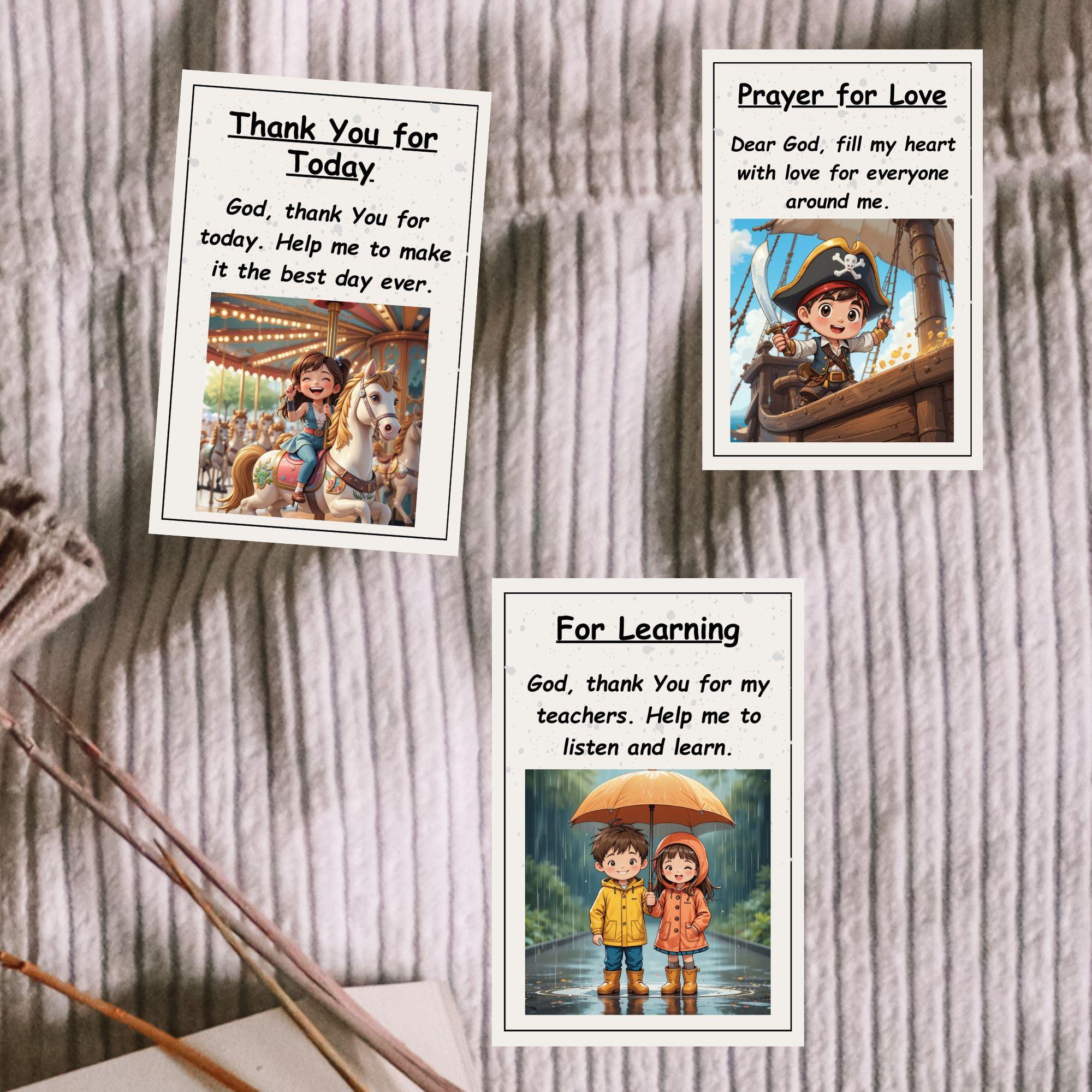 Prayer Cards for Kids Emotions, Children Praying Wall Art, Morning ...