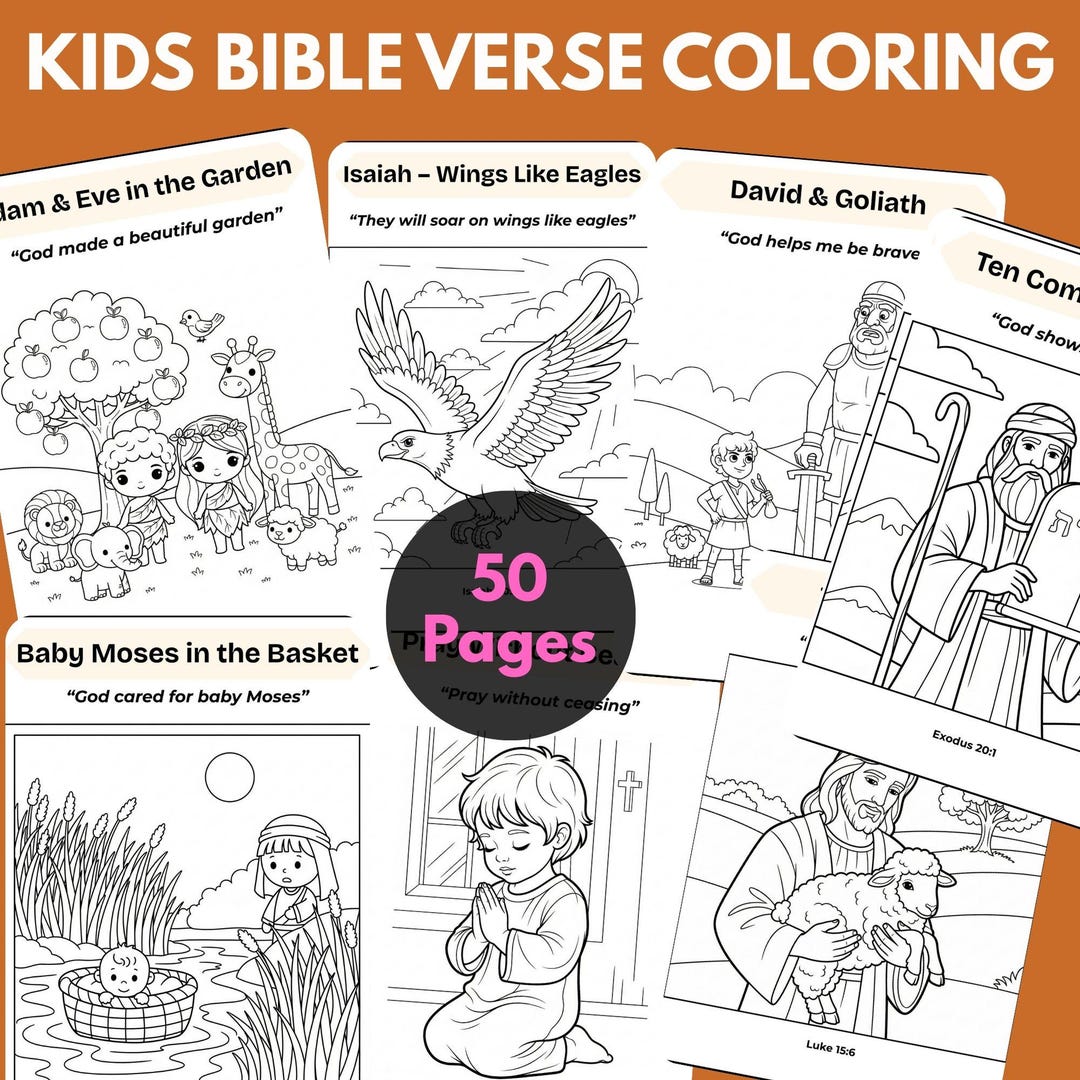 Bible Verse Coloring Pages for Kids – 50 Christian Printables (PDF) - Etsy