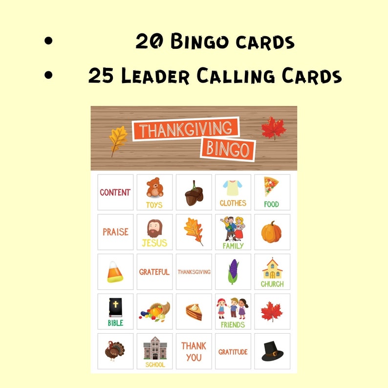 Thanksgiving Bingo Cards, Bible Game for Kids (digital Download) - Etsy