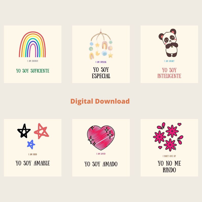 Bilingual Affirmations for Kids, Spanish Affirmation Cards for Kids ...