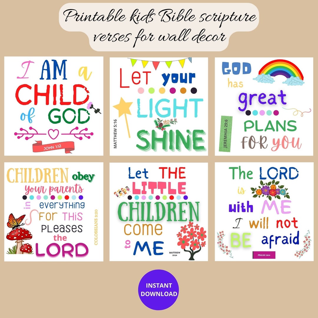 Kids Bible Affirmations - Printable Bible Verses for Children ...