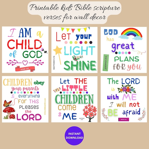 Kids Bible Affirmations Printable Bible Verses for Children - Etsy