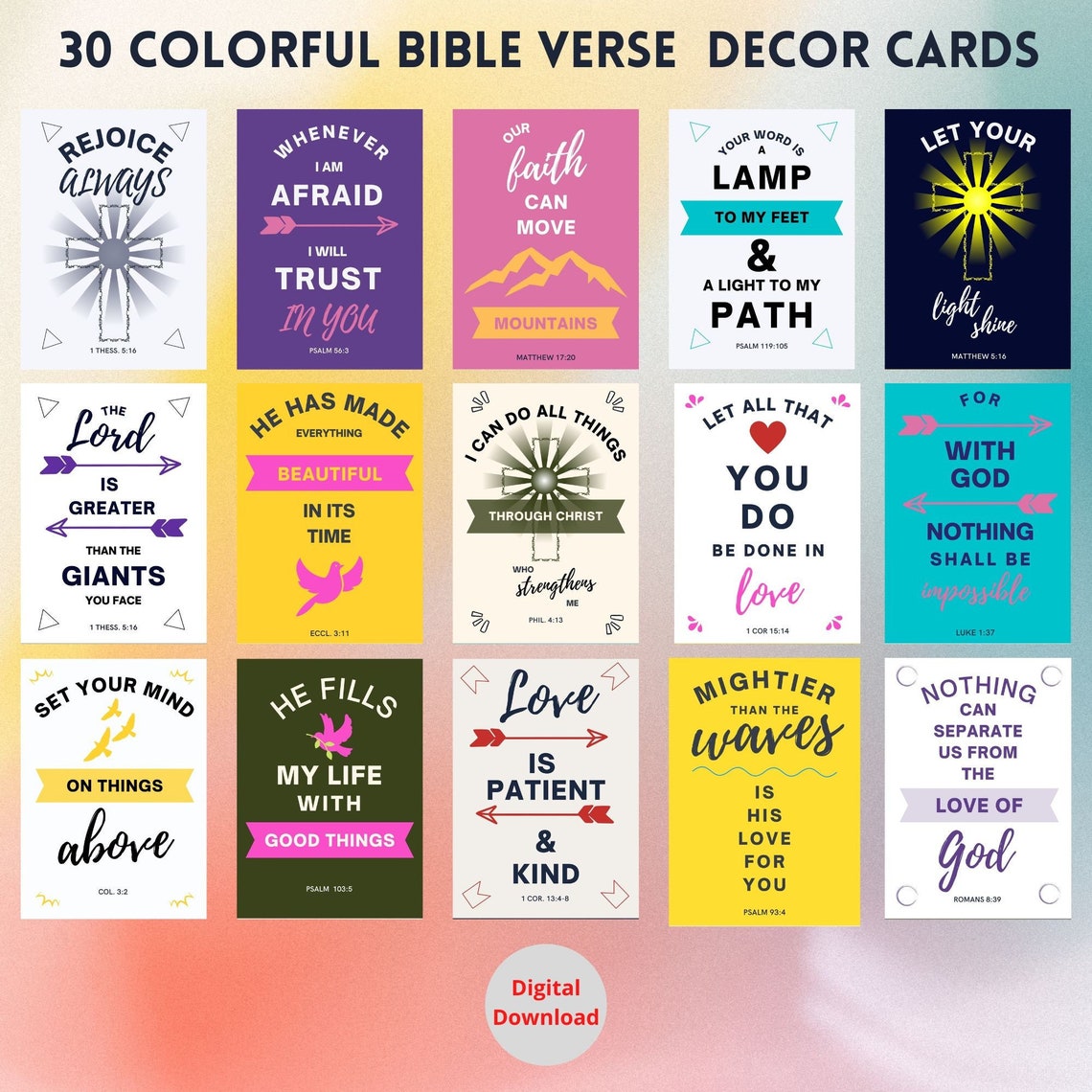 Bible Verse Cards Printable, Scripture Affirmation Cards, Religious ...