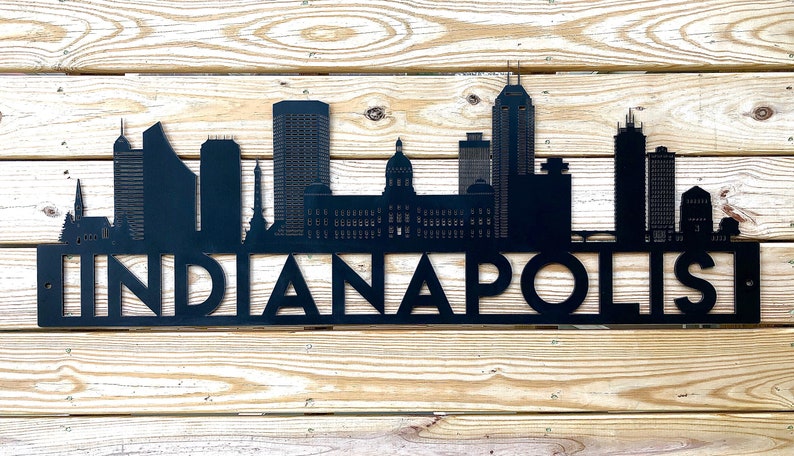 Indianapolis City Skyline Wood Sign, Indianapolis Sign, Indianapolis ...
