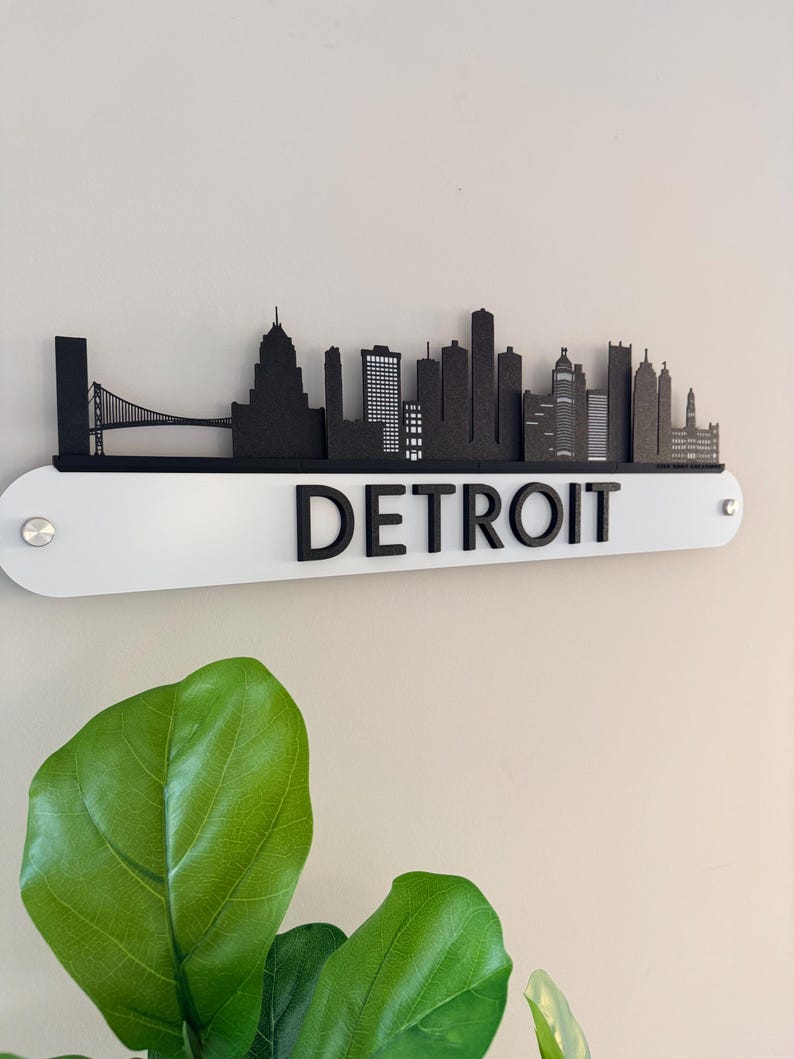 Handmade Detroit Skyline Wall Art - Metal & Acrylic Sign - Etsy