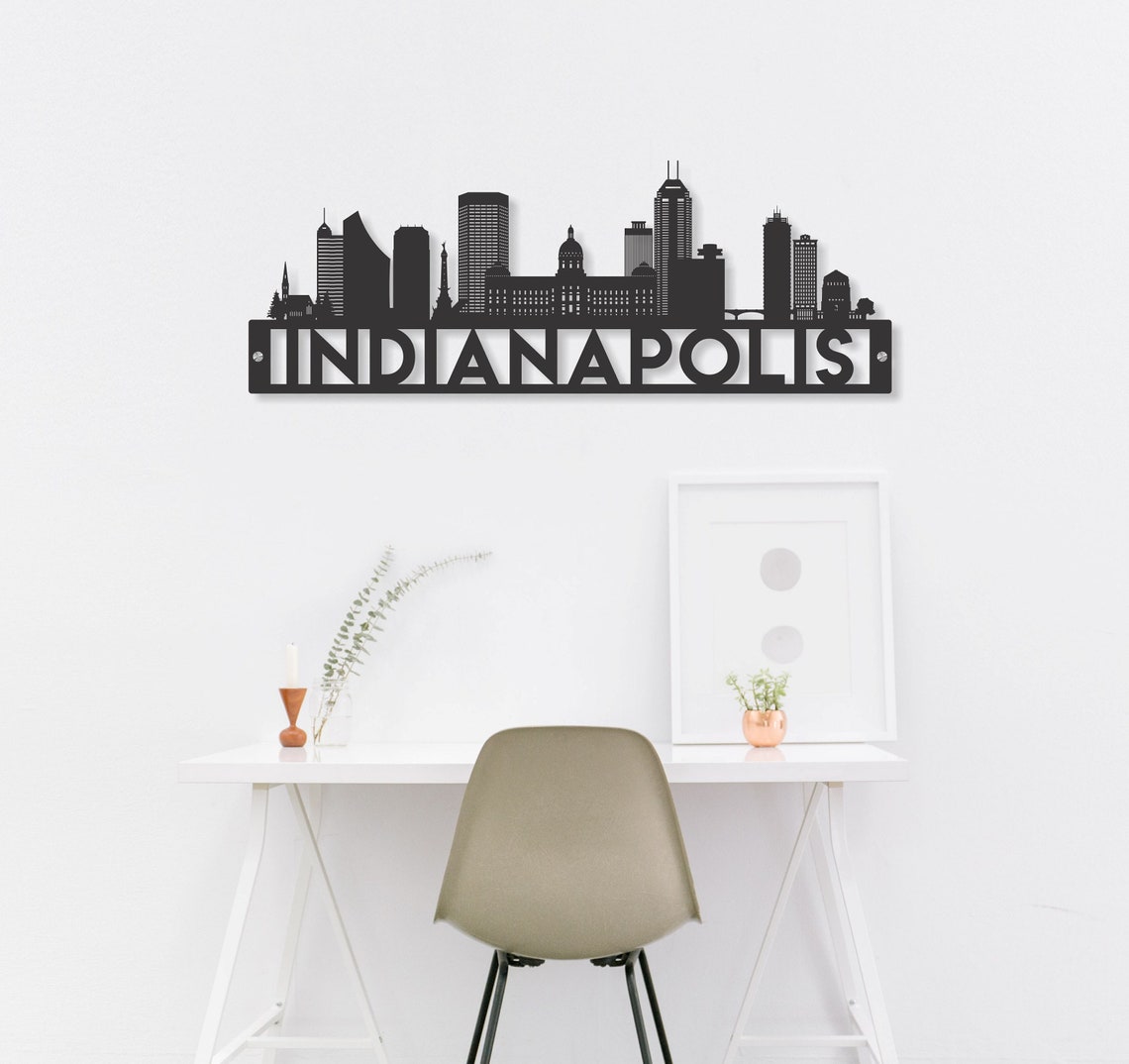 Indianapolis City Skyline Wood Sign, Indianapolis Sign, Indianapolis ...