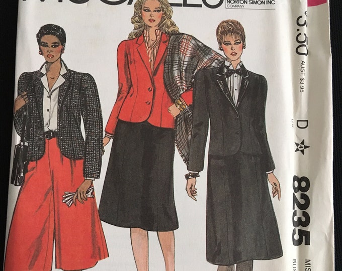 Mccalls 8235 1980s Vintage Sewing Pattern Sz 20 Bust 42" Jacket Skirt ...