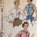 Simplicity 2195 1950s Vintage Sewing Pattern Complete Monogram Blouse ...