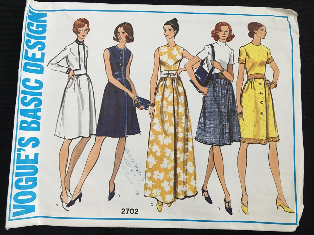 Vogue 2702 1970s Vintage Sewing Pattern Size 14 Bust 36" Basic Design ...