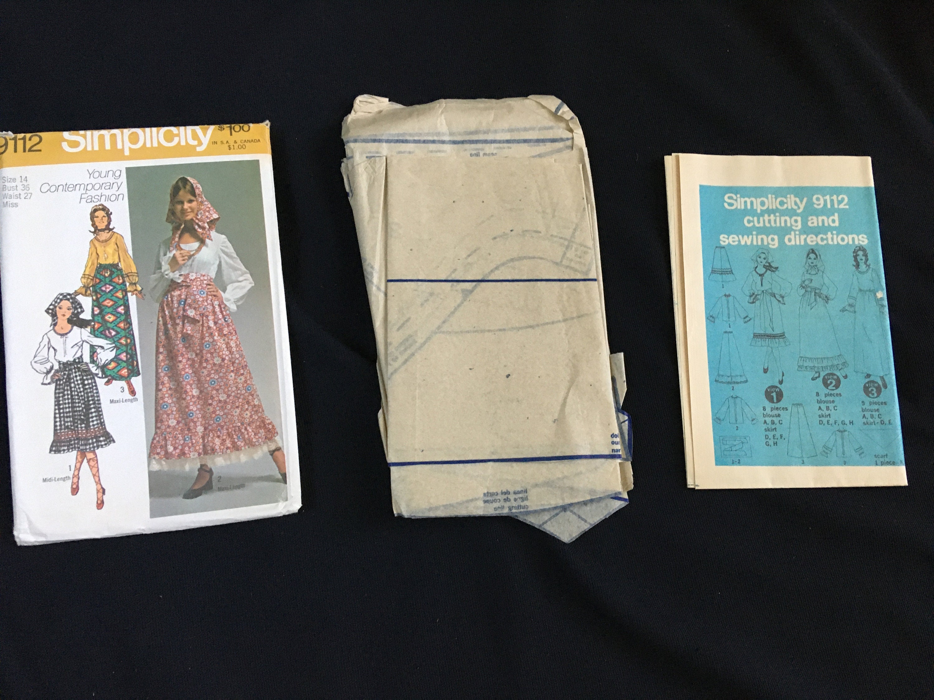 Simplicity 9112 1970s Vintage Sewing Pattern Size 14 Bust - Etsy