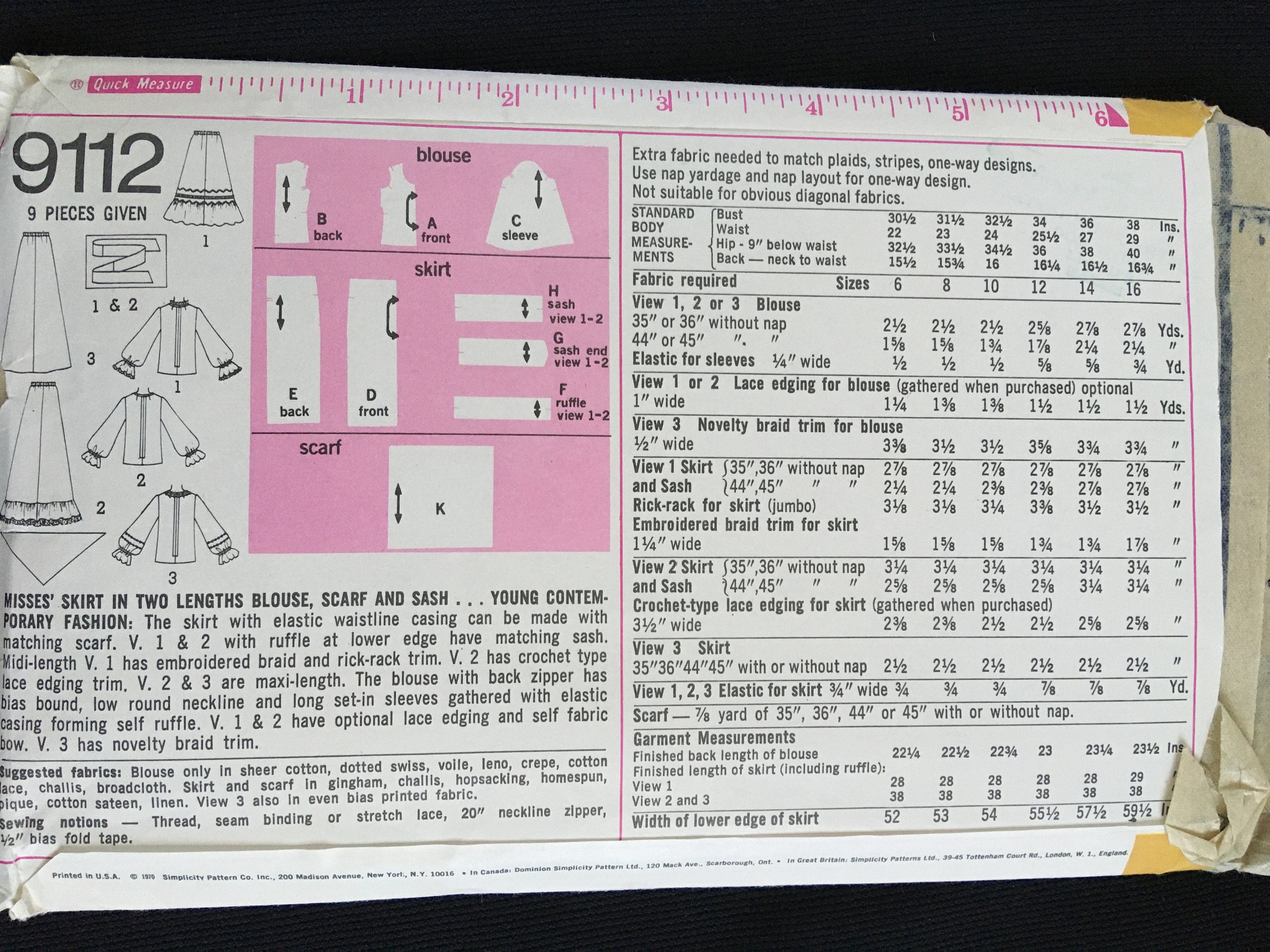 Simplicity 9112 1970s Vintage Sewing Pattern Size 14 Bust - Etsy