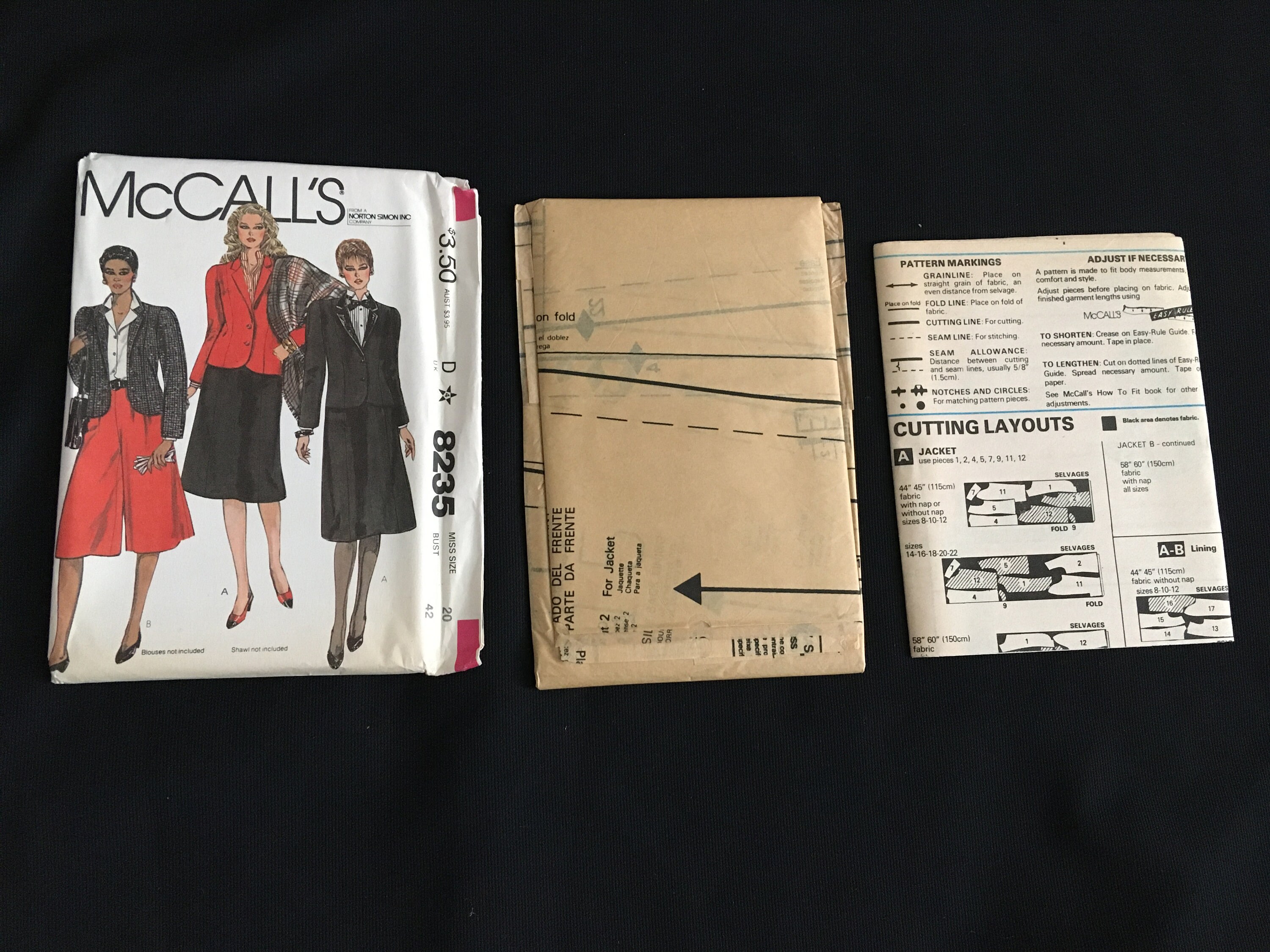 Mccalls 8235 1980s Vintage Sewing Pattern Sz 20 Bust 42 - Etsy