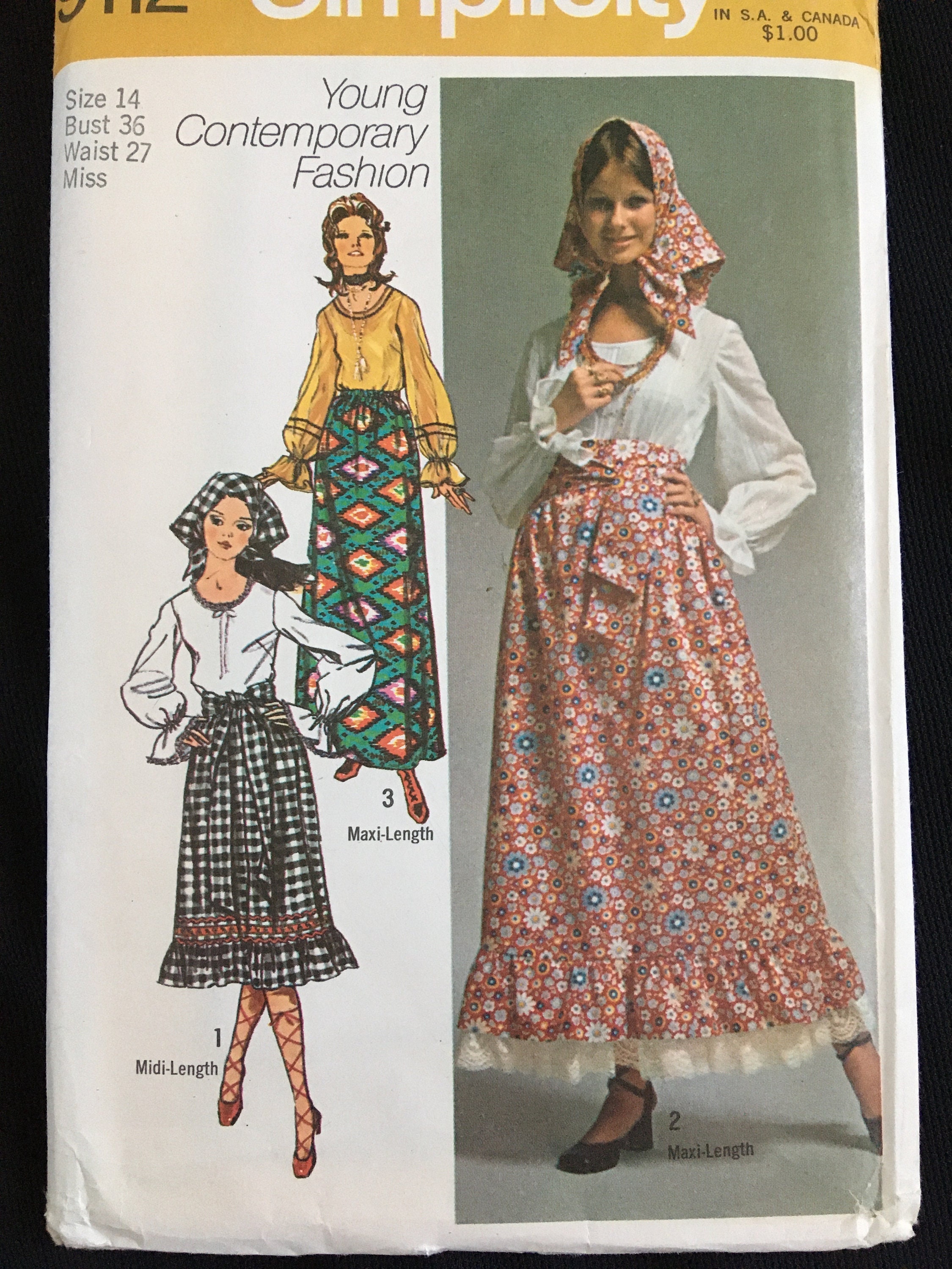 Simplicity 9112 1970s Vintage Sewing Pattern Size 14 Bust - Etsy