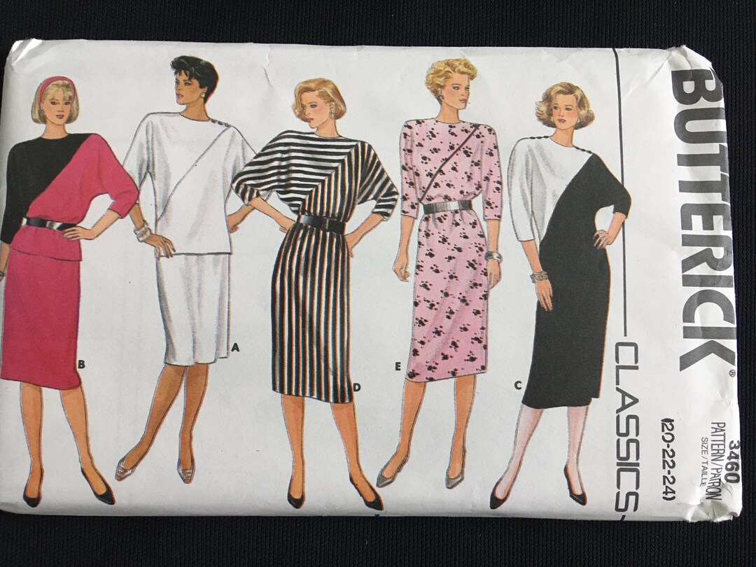 Butterick 3460 1980s Vintage Sewing Pattern Size 20-24 Bust 42-46 ...