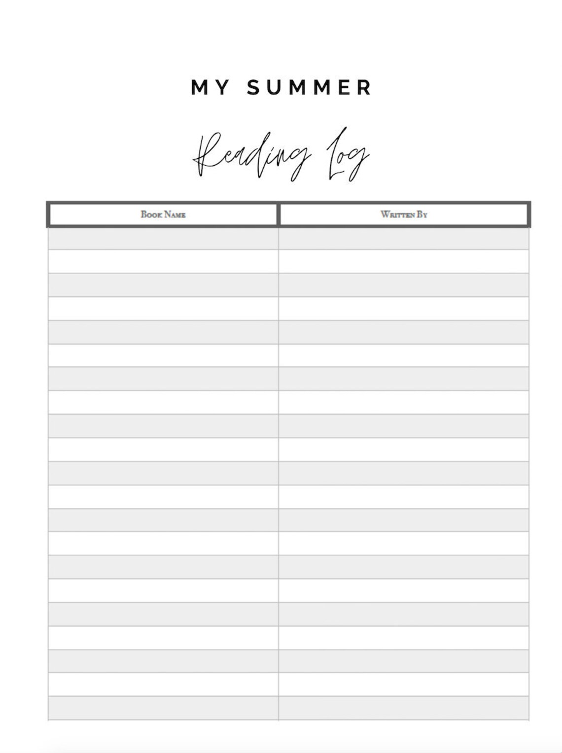 My Summer Reading Log | Summer Reading Journal | Track Reading - Etsy