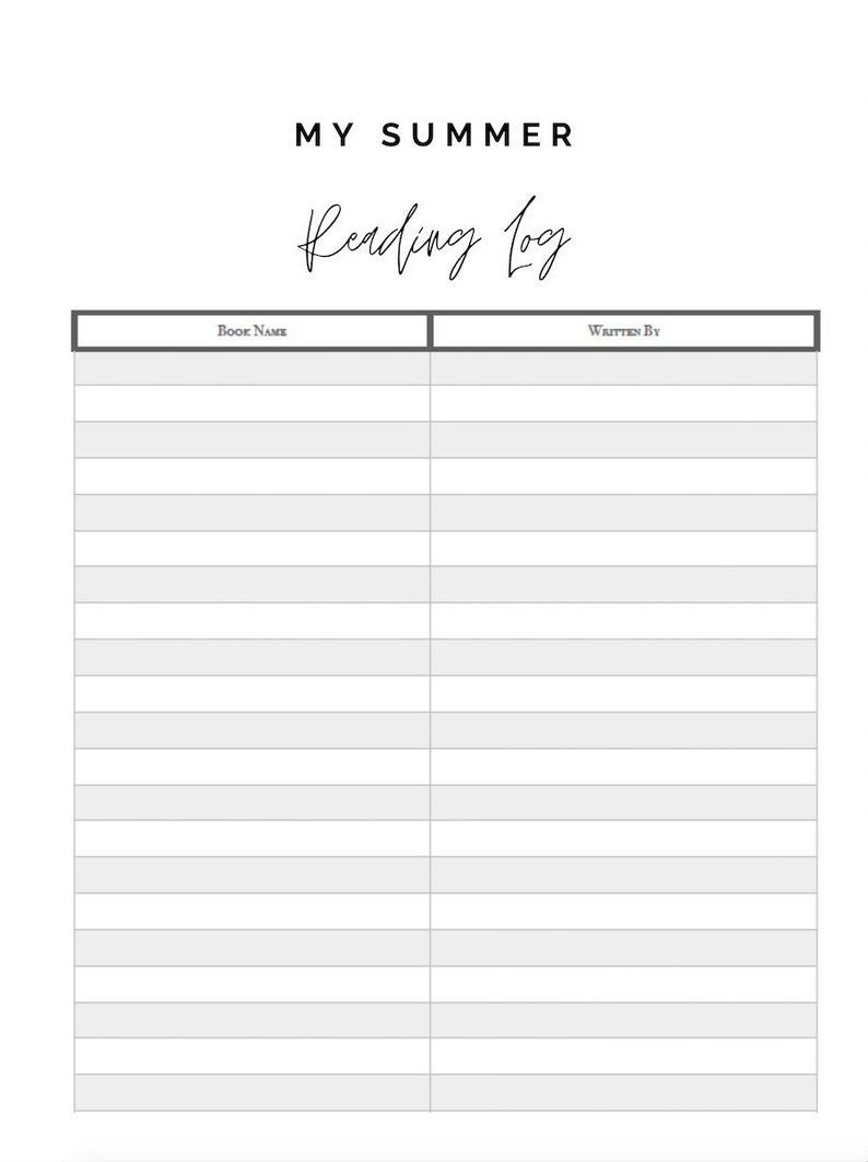My Summer Reading Log | Summer Reading Journal | Track Reading - Etsy