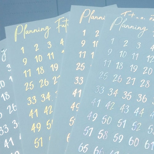 Foiled Small Number Stickers 1-100 Planner Stickers Bullet - Etsy