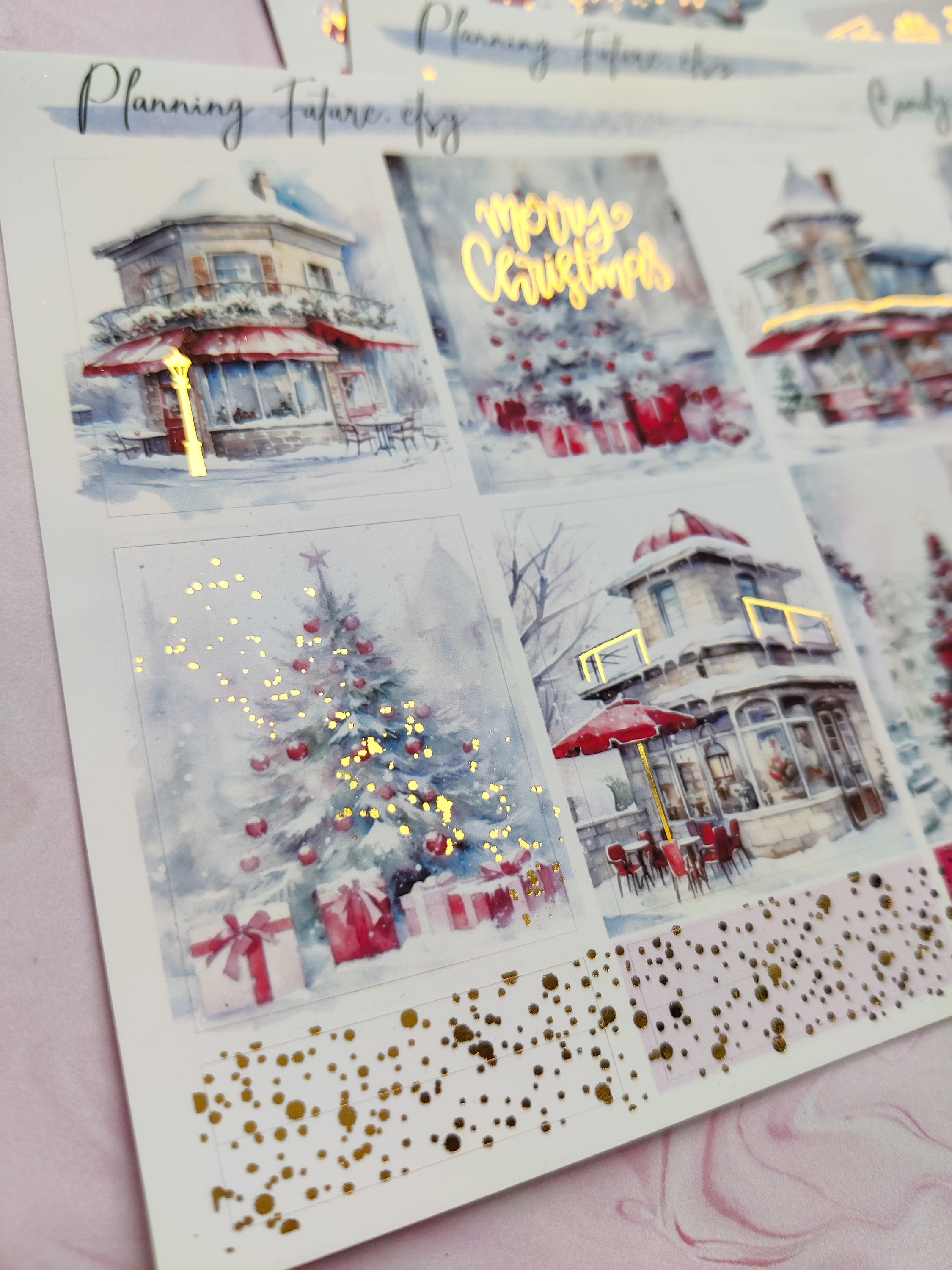 Candy Cane Lane Gold Foiled Sticker Kit Planner Stickers: Journal ...