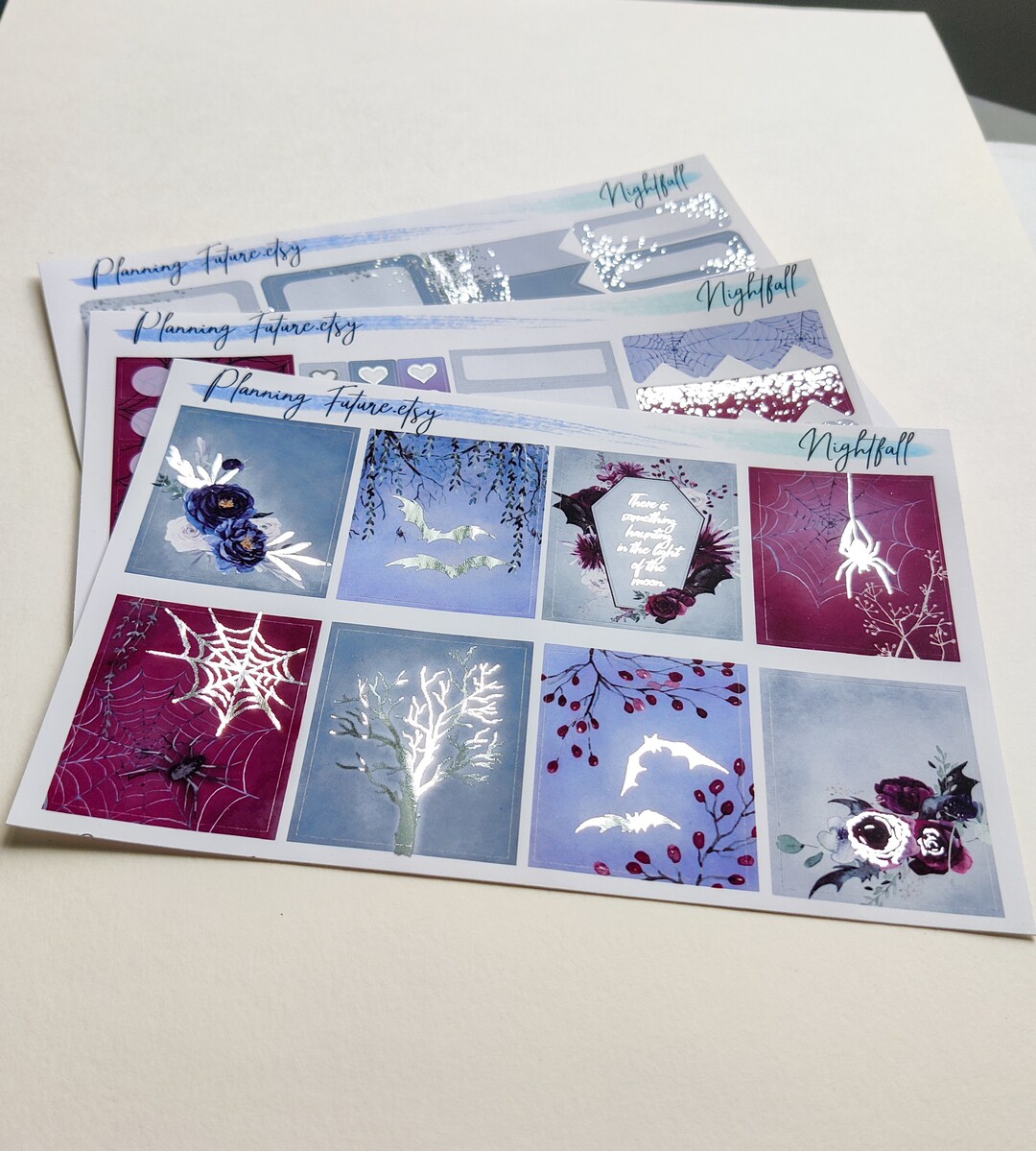 Nightfall Silver Foiled Sticker Kit Planner Stickers: Journal ...