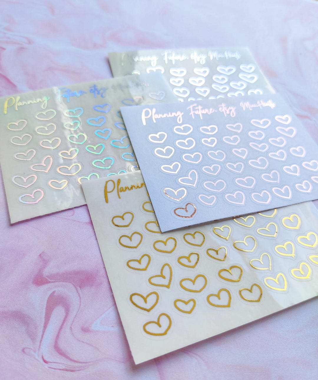 Foiled Mini Heart Stickers: Planner, Journal, Scrapbook (37 Stickers ...
