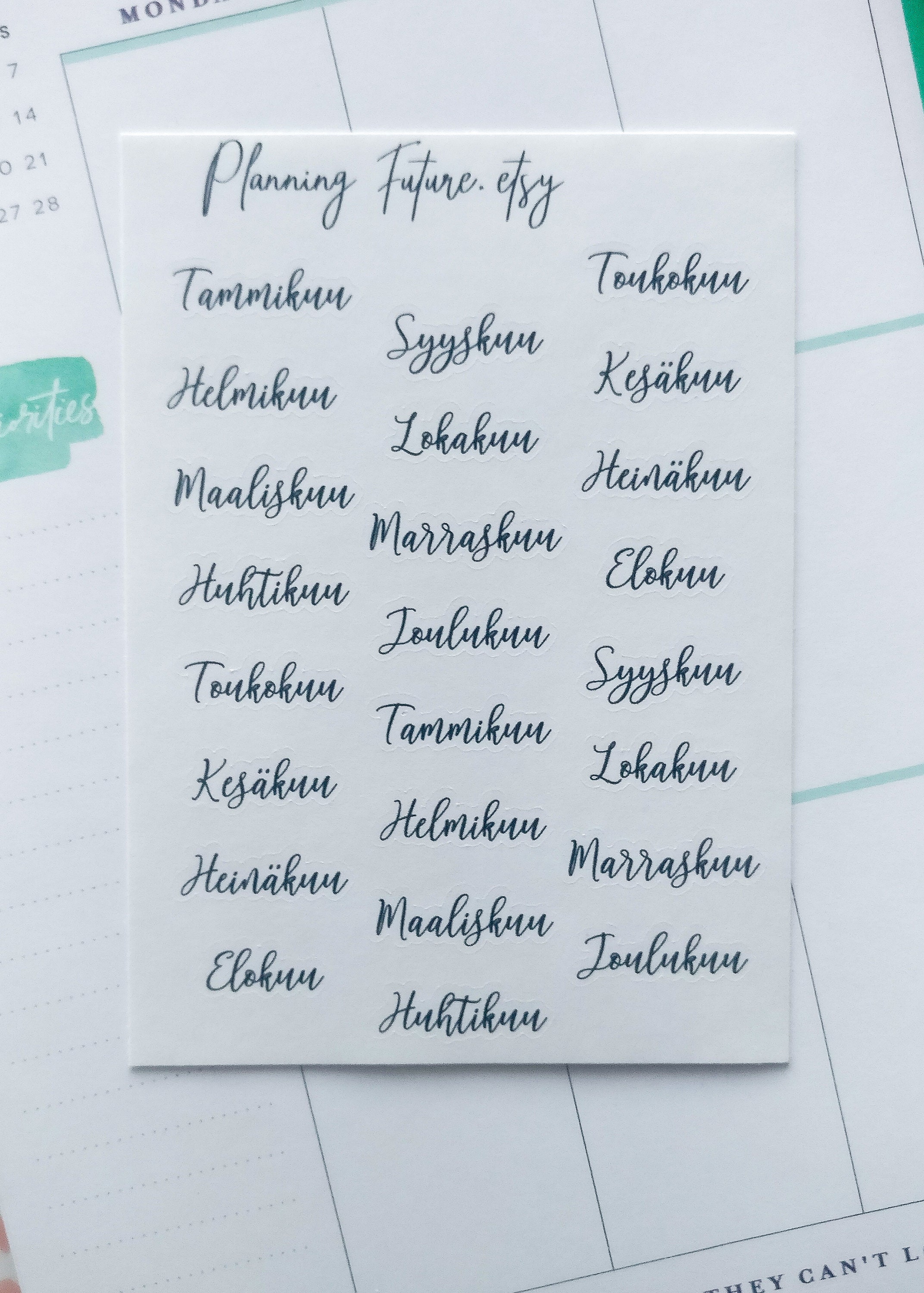 Month Stickers CLEAR MATTE or GLOSSY Planner Stickers Bullet | Etsy