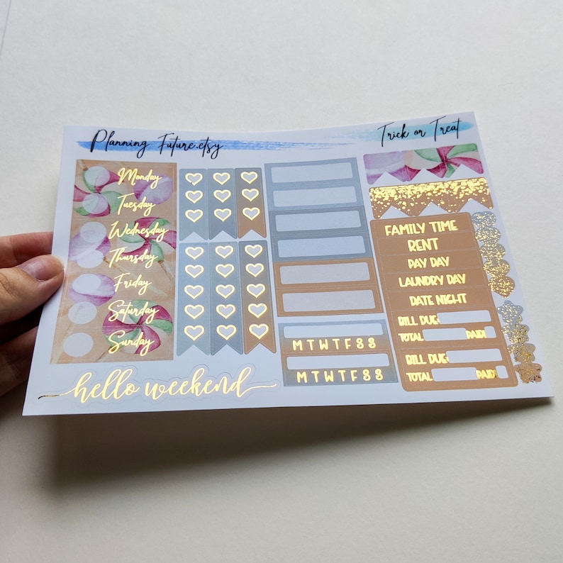 Trick or Treat Gold Foiled Sticker Kit Planner Stickers: Halloween ...