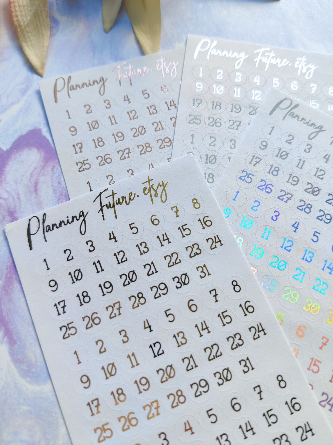 Foiled Small Number Stickers, Style 3 , Matte or Clear, Planner ...