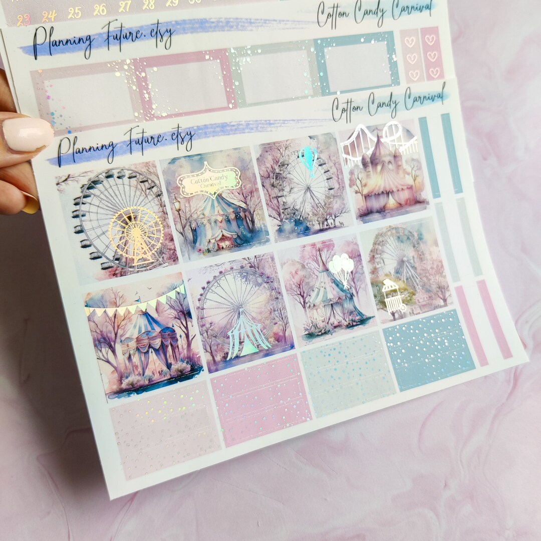 A5 Cotton Candy Carnival Holographic Foiled MEDIUM Sticker Kit, NEW ...