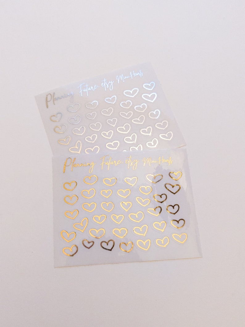 Foiled Mini Heart Stickers: Planner, Journal, Scrapbook (37 Stickers ...