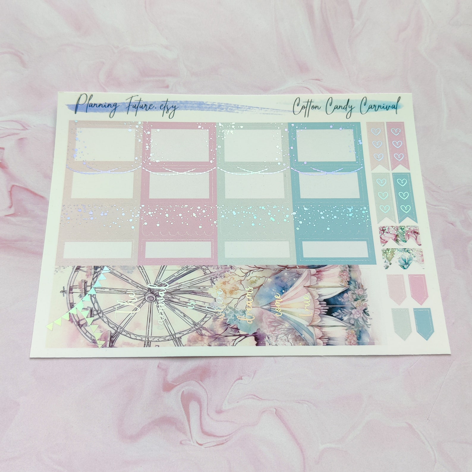 A5 Cotton Candy Carnival Holographic Foiled MEDIUM Sticker Kit, NEW ...