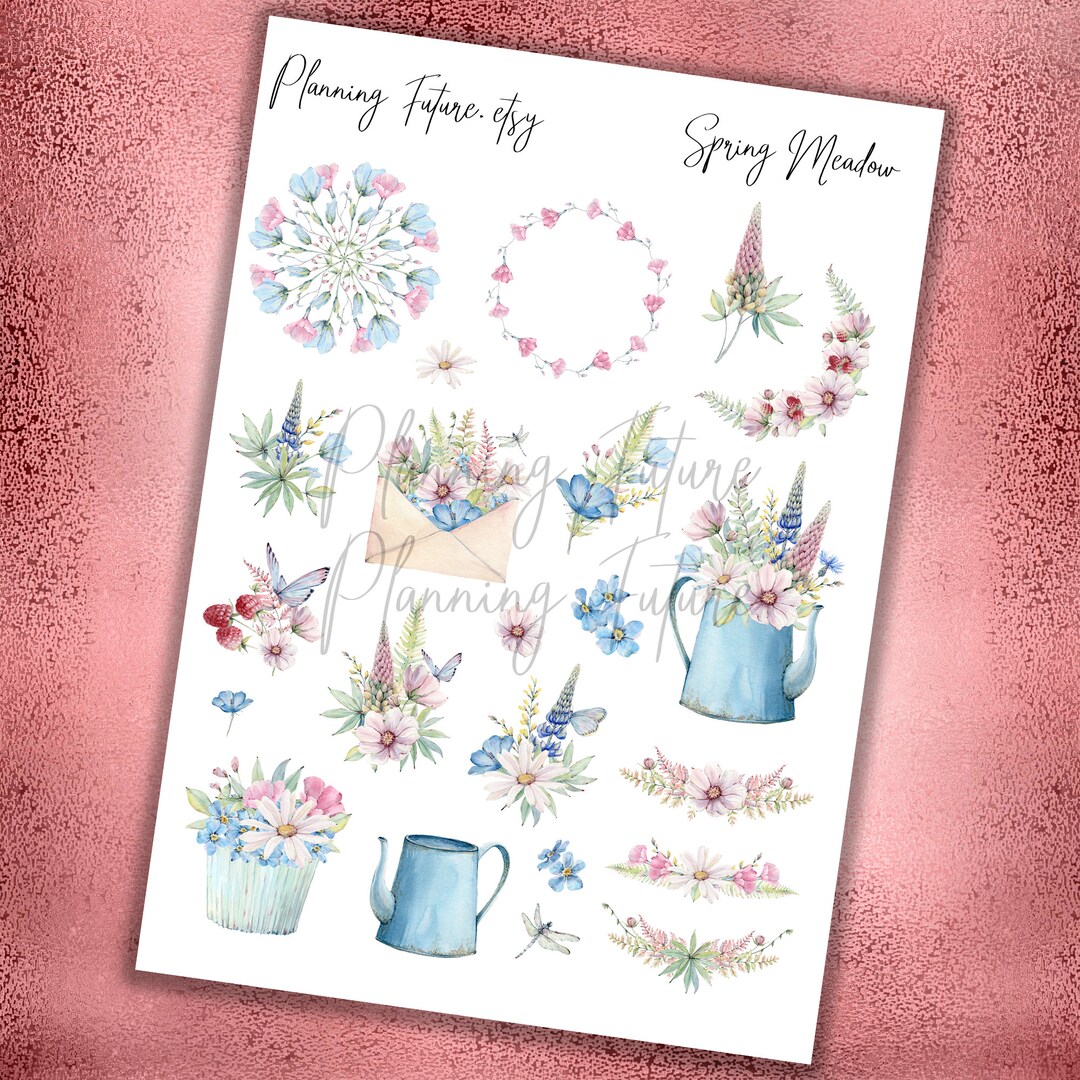 Spring Meadow Stickers, Decorative Stickers, Planner Stickers ...