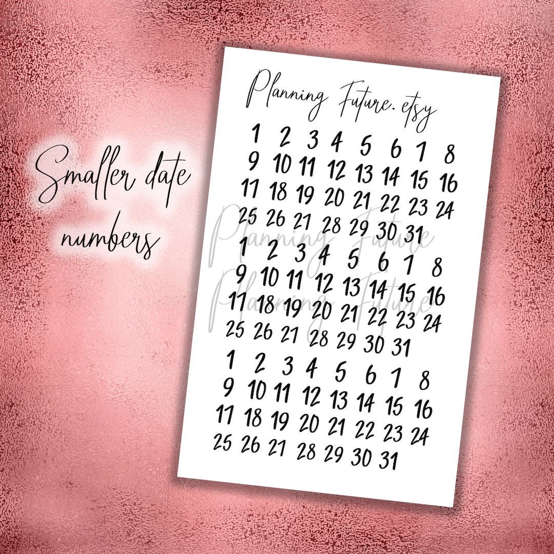Small Date Number Stickers CLEAR MATTE or GLOSSY, Planner Stickers ...