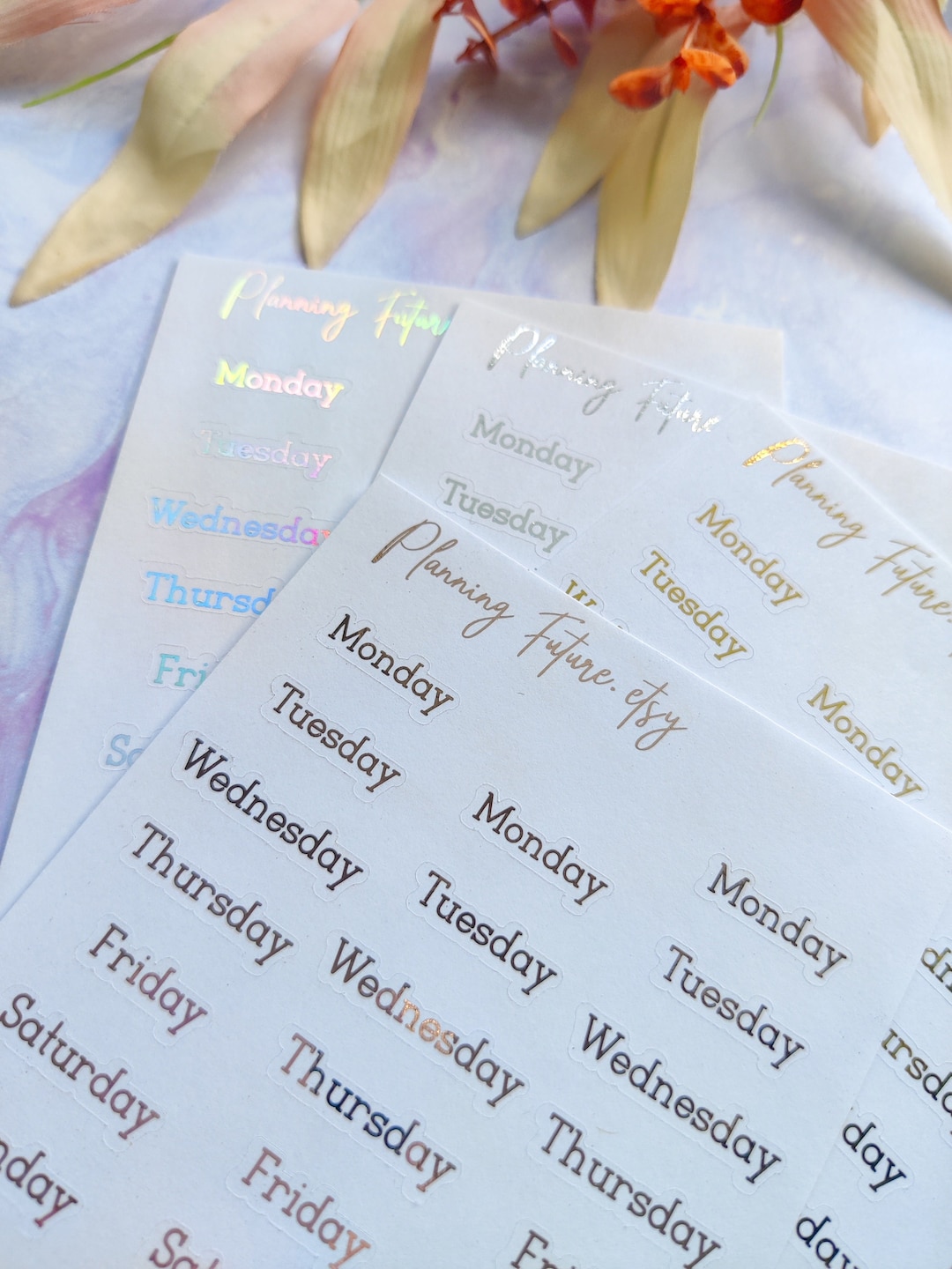 Foiled Date Stickers, Style 3, Planner Stickers, Journaling Stickers ...