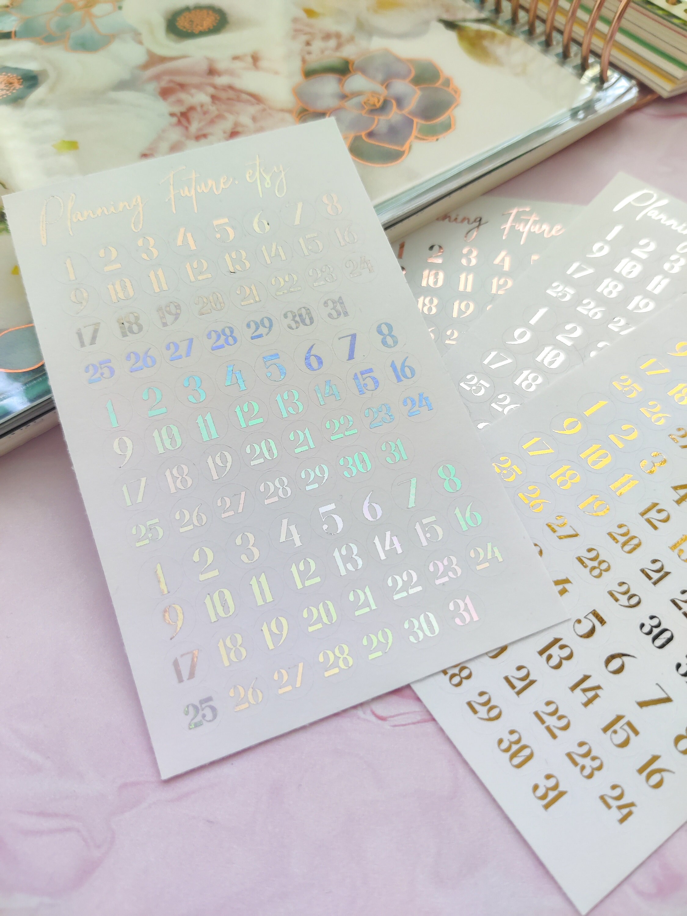 Foiled Small Number Stickers Style 2 Matte or Clear - Etsy