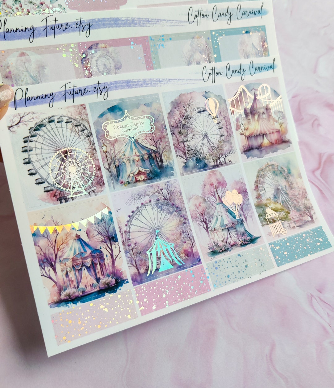 Cotton Candy Carnival Holographic | Foiled Sticker Kit | Planner ...