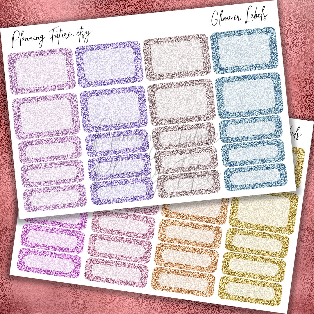 Glitter Labels Half Box and Quarter Box Stickers Decorative - Etsy