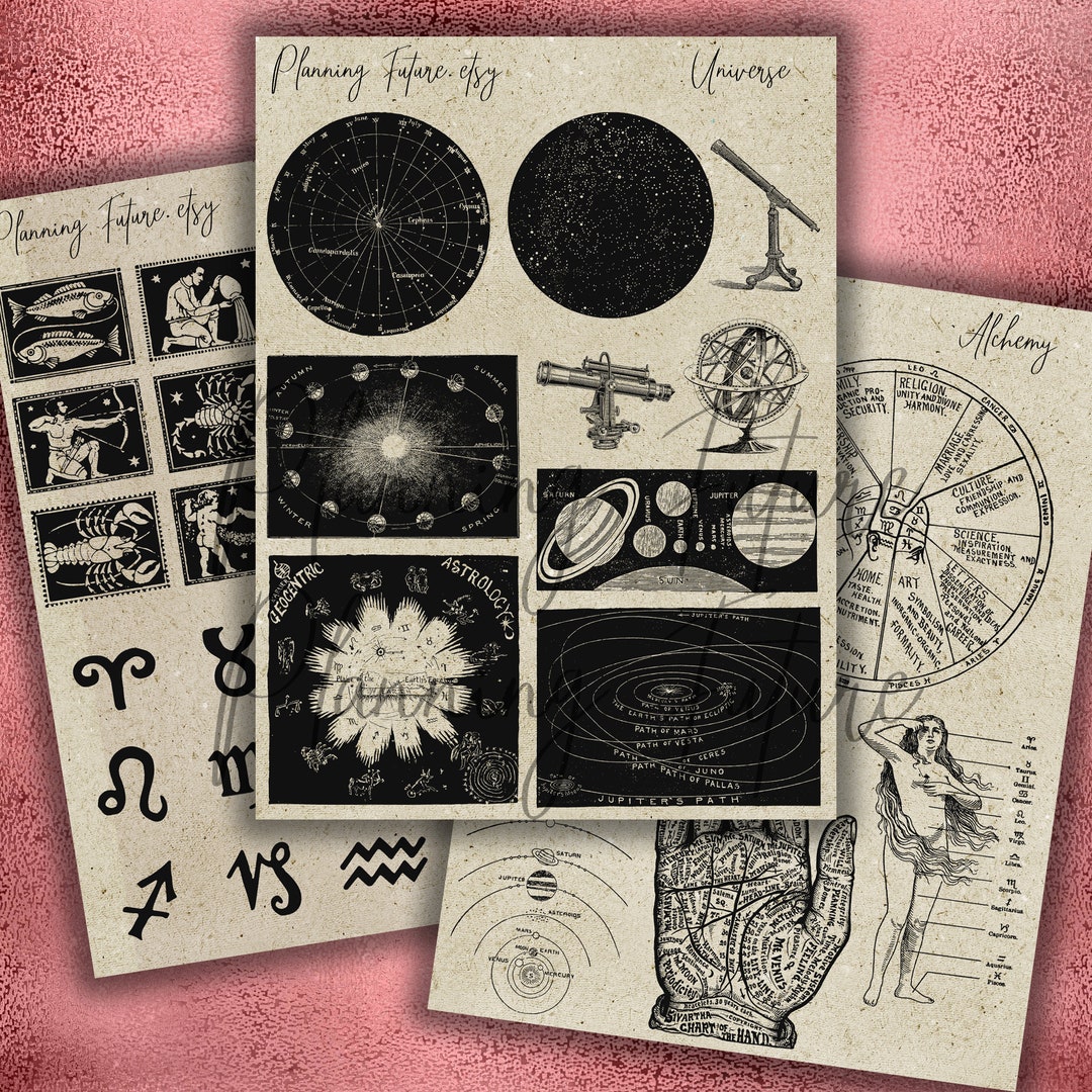 Alchemy, Universe and Horoscope Stickers Planner Stickers: Journal ...
