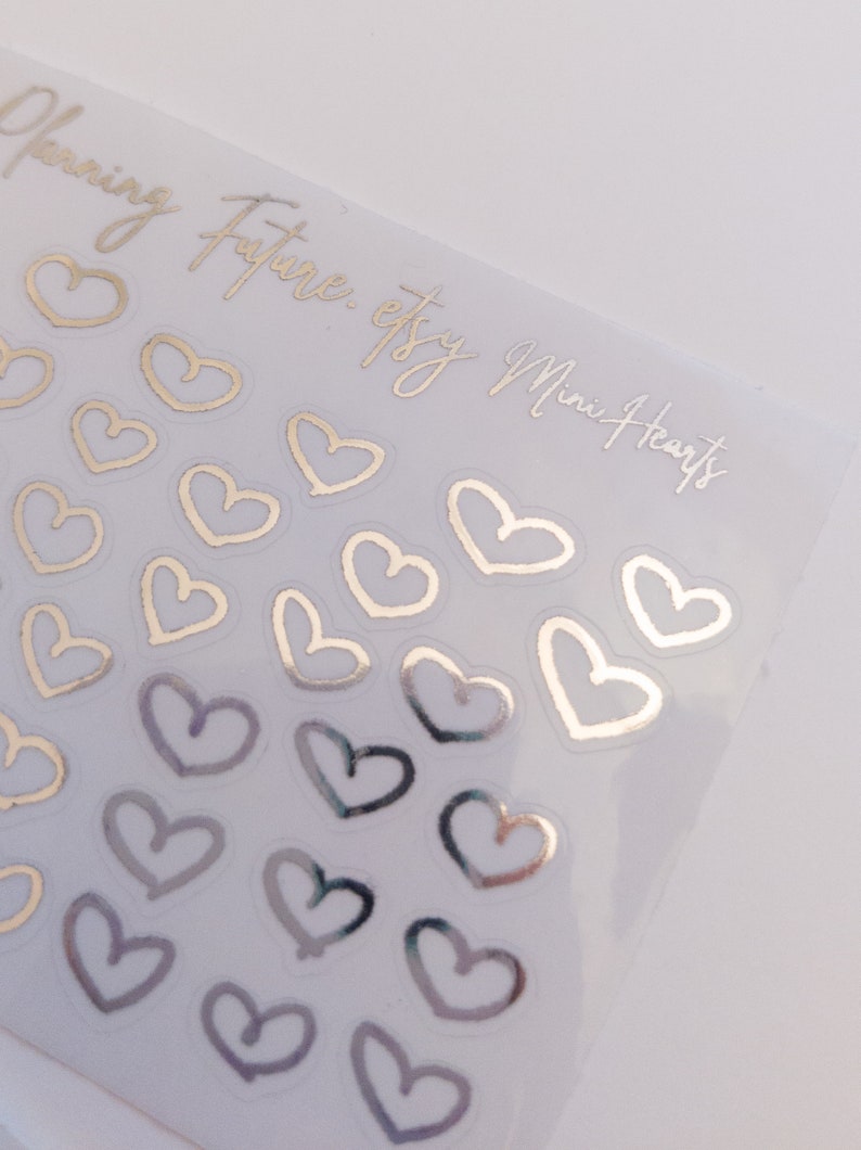 Foiled Mini Heart Stickers: Planner, Journal, Scrapbook (37 Stickers ...