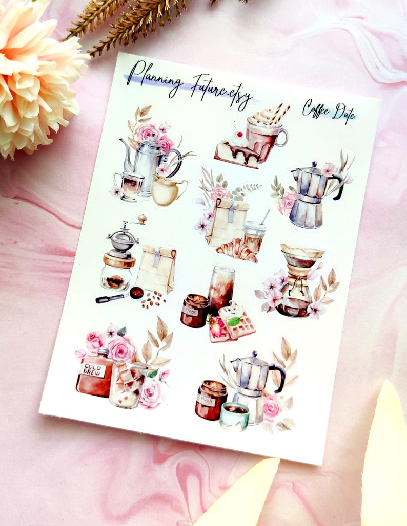 Coffee Date Stickers for Planning, Decorative Stickers, Planner ...